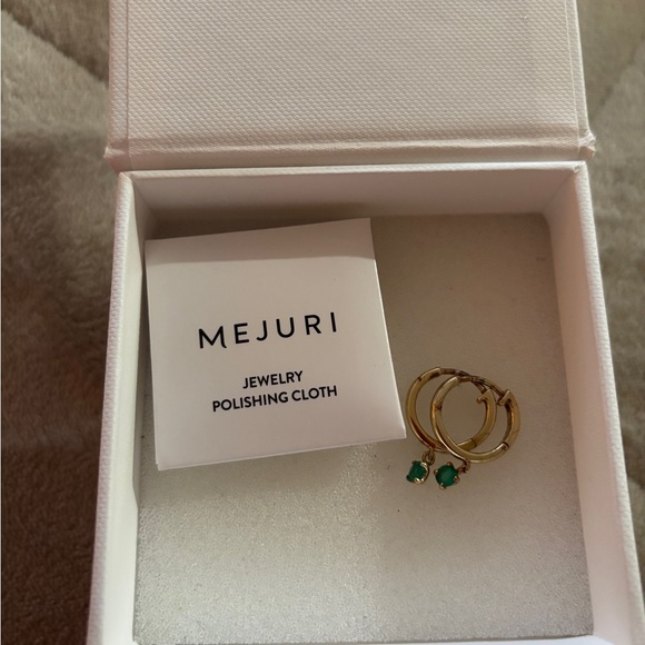 Mejuri | Jewelry | Mejuri Gold Hoops With Emerald Green Charms | Poshmark